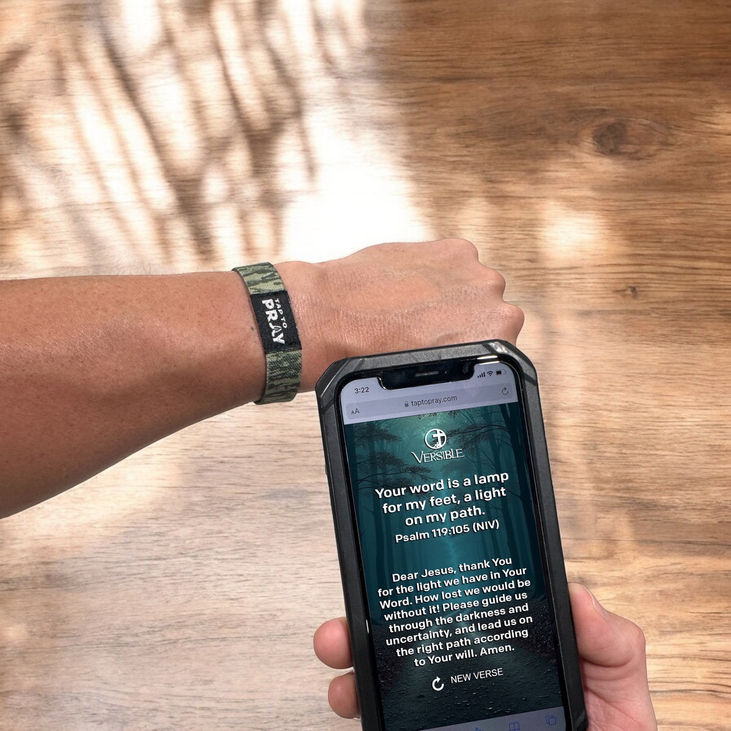 Tap To Pray Bracelets, Keychains & Stickers — VERSIBLE